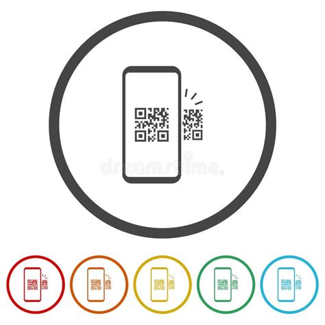 Phone Scan Qr Price Code Icon Set Icons In Color Circle Buttons Stock Vector Illustration Of