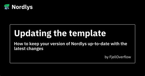 Updating The Template Nordlys