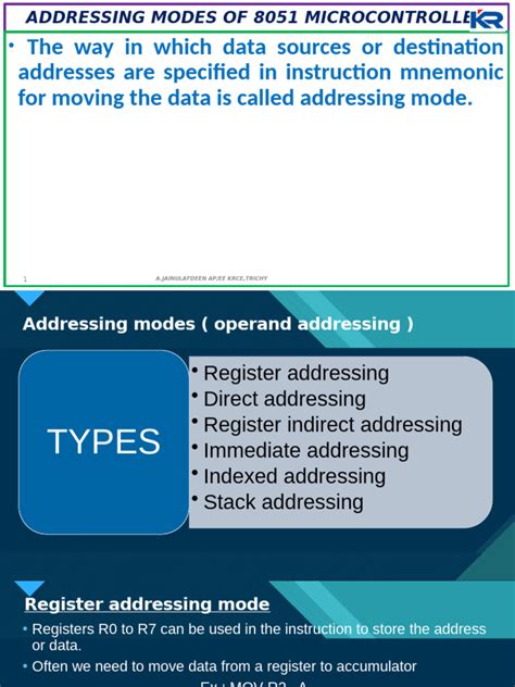 addressing modes of 8051 microcontroller pdf