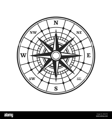 Compass Old Wind Rose Star Or Vintage Travel Map Vector Symbol With