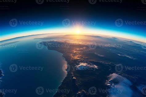 Planet Earth With Sunset View From The Space Station Background