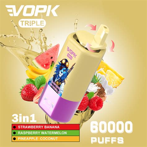 Vopk Triple 60000 60k Puffs 3 In 1 Flavors Disposable Vape With Smart