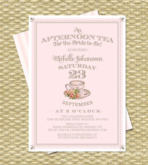 Traditional Afternoon Tea Invitation Wording Free Custom Printable Tea