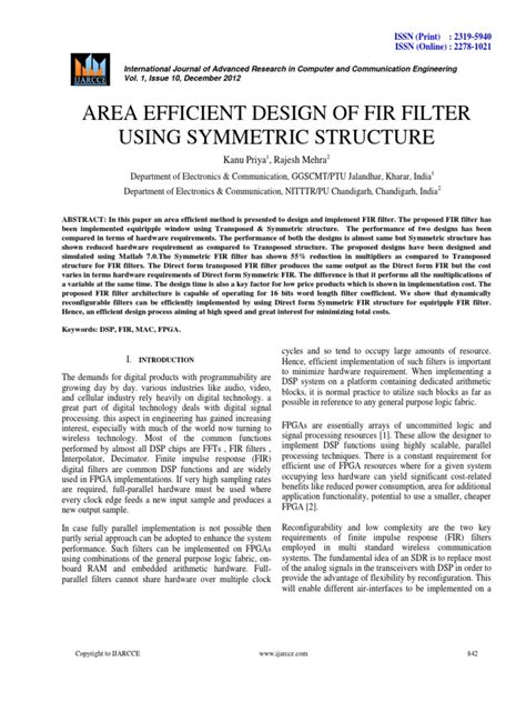 area efficient design of fir filter using symmetric structure pdf