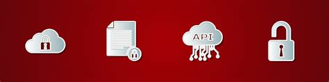 Set Cloud Computing Lock Document And Api Interface And Open Padlock Icon Vector Stok Vektör