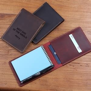 Personalized Genuine Leather Notepad Cover For 35x55 Top Spiral