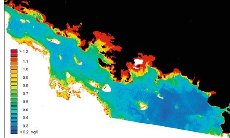 Turbidity In Ftu Field Calculated From Landsat7 Etm Band 2 On Download Scientific Diagram