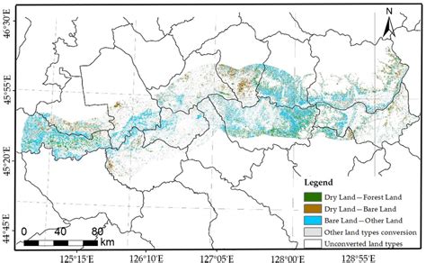 Spatial Transfer Map Of Land Use Types In The Buffer Zone Of The River Download Scientific
