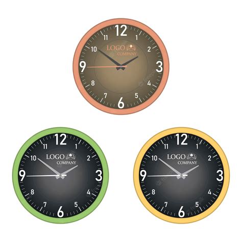 Premium Vector Wall Clock Isolated On White Background Colored Mockup Set Vector Template