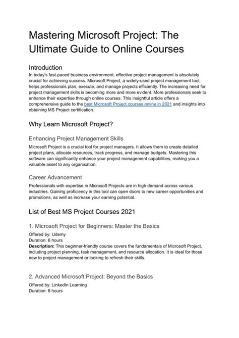 Ppt Mastering Microsoft Project The Ultimate Guide To Online Courses