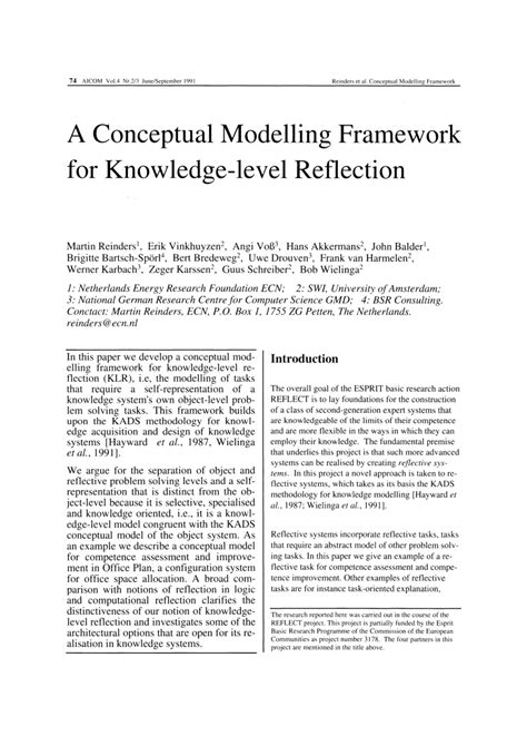 PDF A Conceptual Modelling Framework For Knowledge Level Reflection