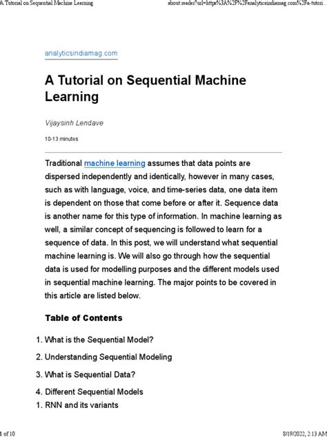 A Tutorial On Sequential Machine Learning Download Free Pdf Machine
