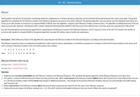 Solved Ex 02 Memoization About Memoization Is The Process