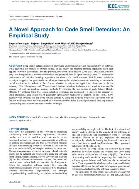 Pdf A Novel Approach For Code Smell Detection An Empirical Study