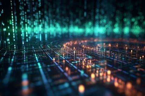 Binary Code Waves Depict Data Flow Digital Security In Internet Technology Stock Illustration