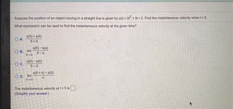 Solved Suppose The Position Of An Object Moving In A