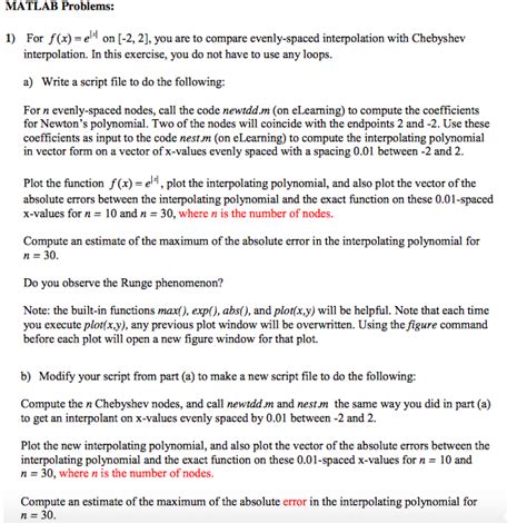 Matlab Problems 1 For F X E On 2 2] You Are To