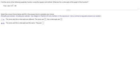 solved find the zeros of the following quadratic function