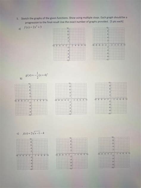 solved 5 sketch the graphs of the given functions show