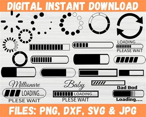 loading bar svg bundle buffering icon clipart loading please wait