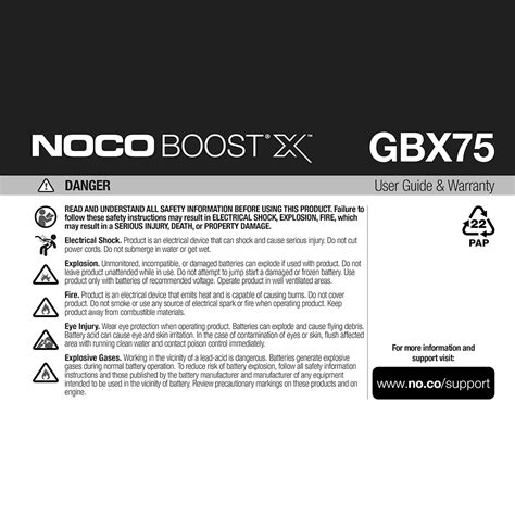Noco Gbx Boost X Lithium Jump Starter User Manual