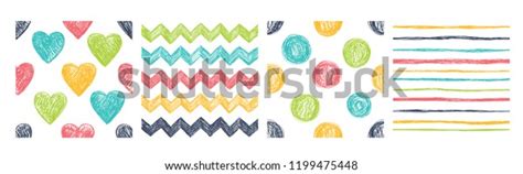 Set Four Seamless Patterns Hand Drawn Stock Vector Royalty Free