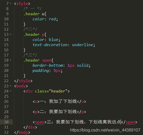 在html中加下划线 下划线中间带字的代码html csdn博客