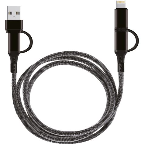 Usb 4 Az 1 Ben Usb A Usb C Lightning Töltő és Adatkábel Fekete