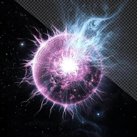 투명한 배경에 파란색 Sf 우주 에너지 전력 프리미엄 Psd 파일