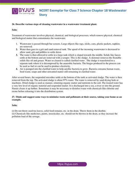 Ncert Exemplar Solutions For Class 7 Science Chapter 18 Wastewater Story