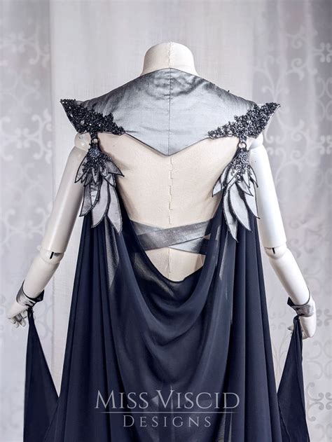 Silk Cape With Winged Feather Decoration Fantasy Cloak For Goth