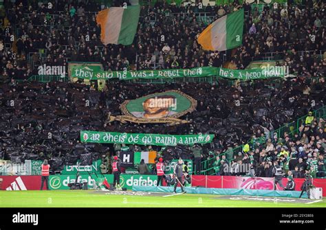 Celtic Fans Unveil A Controversial Banner Of Brendan Mcfarlane In The Stands Before The William