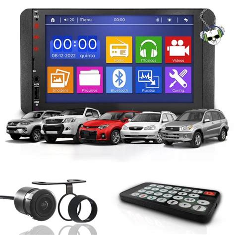 Kit Central Multimídia Universal Espelhamento Usb Mp5 2 Din Bluetooth Câmera De Ré Toyota Hilux