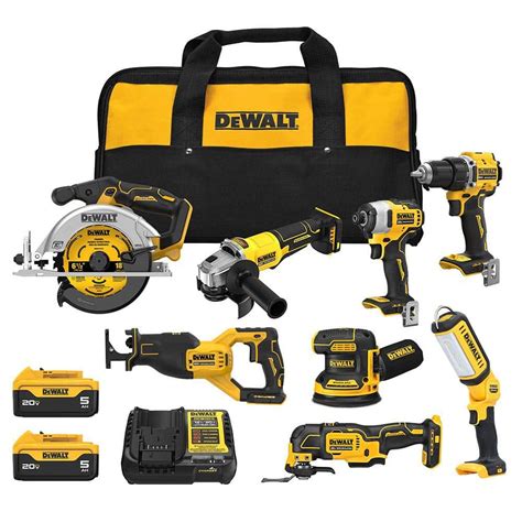 Dewalt 20v Lithium Ion Cordless 8 Tool Combo Kit With 2 50 Ah