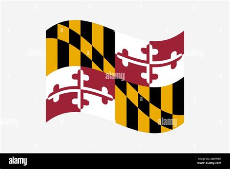 Flag Of Maryland Maryland Wavy Flag Digital Vector Illustration Fluttering Flag Stock Vector