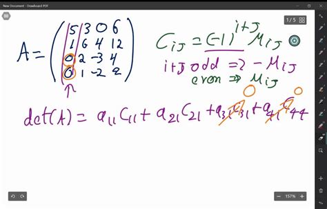 Solvedfind The Determinant Of The Matrix Expand By Cofactors Using