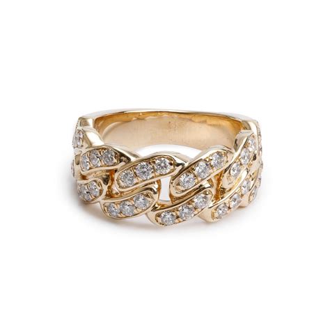 Icebox 14k Yellow Gold Diamond Miami Cuban Band Ring Size 95 Olivers