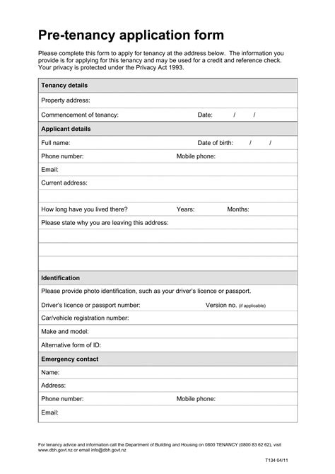 Pre Tenancy Application Form ≡ Fill Out Printable Pdf