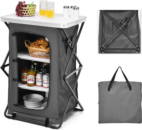 Goplus Folding Camping Storage Cabinet Pop Up Outdoor
