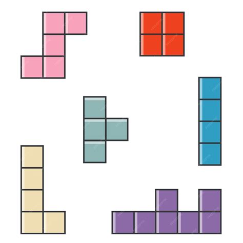Premium Vector Tetris Block Shapes Colorful Retro Game Elements
