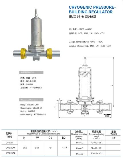 Cryogenic Pneumatic Valve Pressure Reducing Cryogenic Pressure