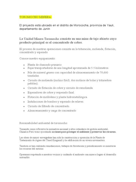 Toromocho Minera Pdf