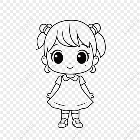 어린 소녀는 페이지 개요 스케치 그림을 색칠하고 있습니다 벡터두꺼운 선개요 예술 Png 일러스트 무료 다운로드 Lovepik