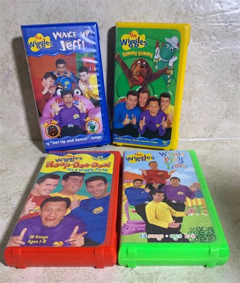 Vintage The Wiggles Vhs Lot Of 4 Wake Up Jeff Yummy Yummy Wiggly
