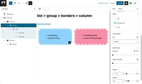 Not Seeing Option To Customize Border And Radius In Column Block WordPress Com Forums