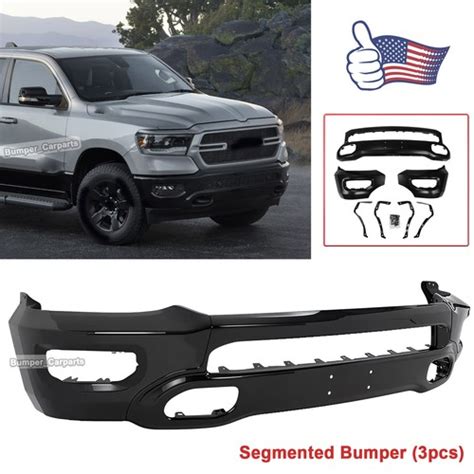 Black Steel Front Bumper Face Bar For Ram 1500 2019 24 Split W Fog