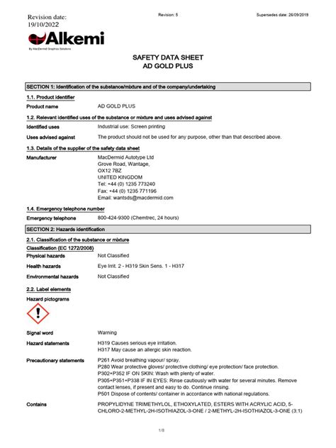 Msds Xa31163 Ad Gold Plus 2025 Eng Lt Pdf Safety Occupational Safety And Health