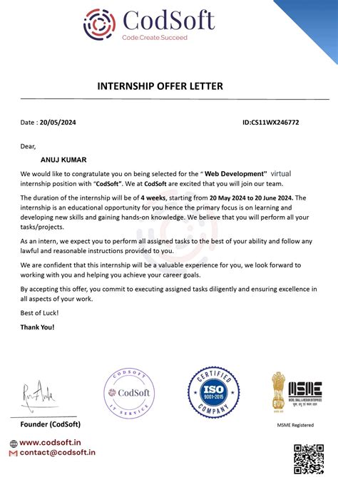 Anuj Kumar On Linkedin Internship Webdevelopment Codesoft Careergrowth Grateful Excited