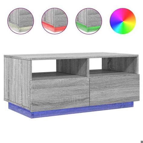 Remise Table Basse Grand Espace Avec Lumières Led Sonoma Gris 90