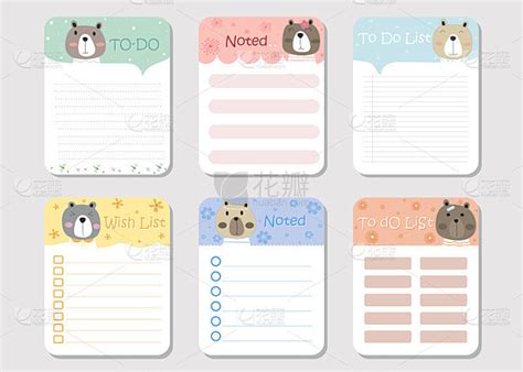 设计元素为笔记本，日记本，贴纸等模板。矢量，插图。素材 花瓣网